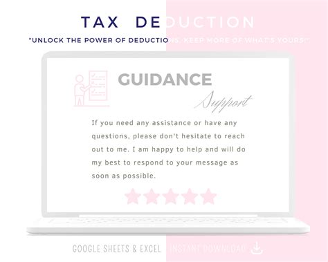 Tax Deduction Tracker Excel Spreadsheet Editable Tax Deductions List Tax Organizer Planner