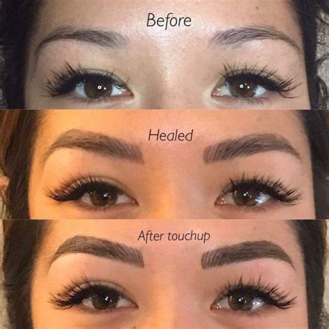 Microblading Shading Before And After 6 Weeks After Touchup Microblading Eyebrows After