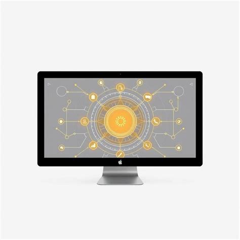 A Computer Monitor With A Yellow Circle On The Screen Premium Ai Generated Image
