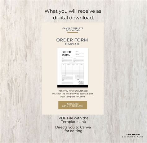 Printable Order Form Template Canva Editable Purchase Order Forms Customer Sales Invoice