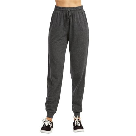 Sofra Womens Jersey Cotton Jogger Pants With Side Pockets For Yoga Running Workout Heather