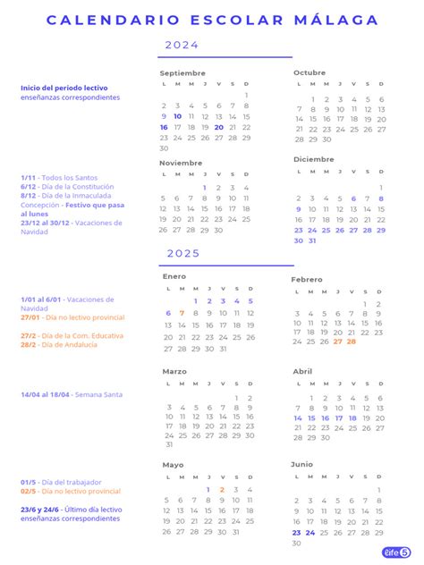 Calendario Escolar Málaga 2024 25 Pdf Observancias Fiestas