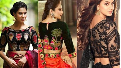 30 Latest Black Blouse Designs For Saree 2024