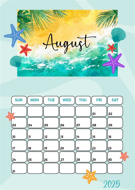 Free August 2025 Calendar Templates Editable And Printable