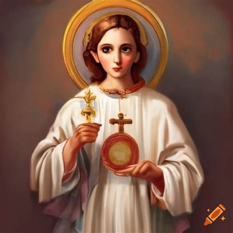 Artwork Of St Tarcisius Holding The Blessed Sacrament On Craiyon