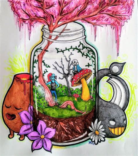 ~undertale Spring Jar~ Multi Media Drawing Of Undertale Characters In A Spring Jar For A Spring