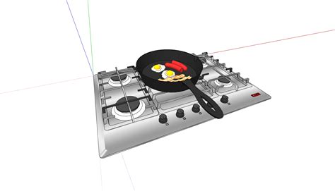 简约五个灶头燃气灶su模型器材设备土木在线