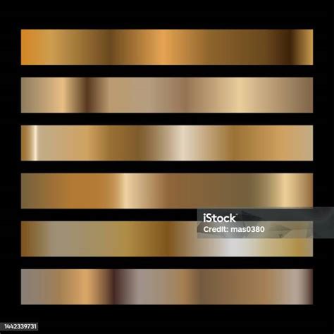 Metal Gradient Set Golden Bronze And Brass Gradient Design Vector Stock