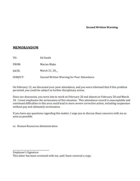 Free 17 Late Warning Letter Examples Word Pdf Format Download