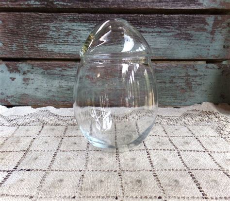 Vintage Clear Glass Egg Shaped Jar Apothecary Storage Container Etsy