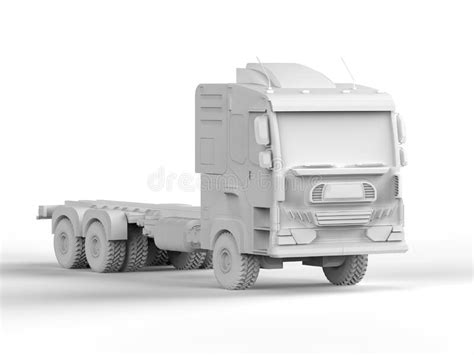 White Logistic Trailer Truck Or Lorry Model In Industrial Estate For Smart Logistic Or White