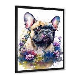 Art Mural Cute Frenchie Floral I Linen Chest