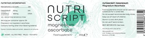 Nutriscript Magnesium Ascorbate Powder 250g Natures Fix