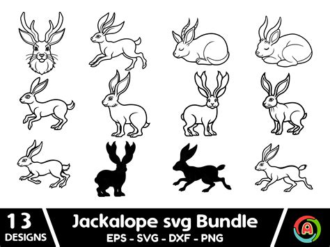 Jackalope Outline Svg Bundle Graphic By Aurnobnandy · Creative Fabrica