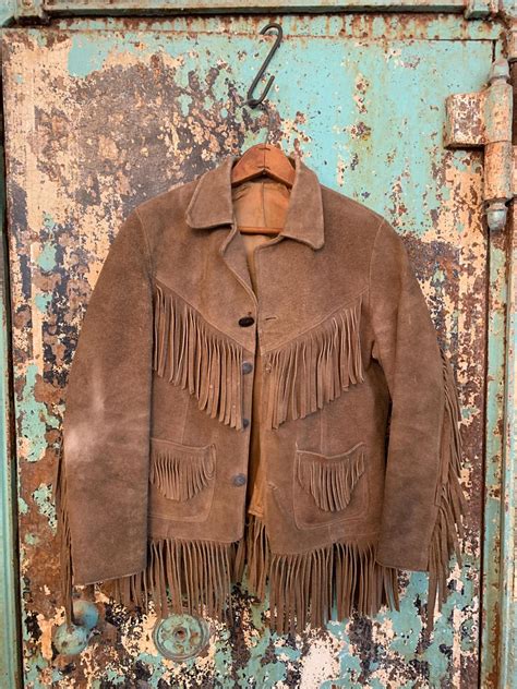 Vintage 1950s 1960s Suede Fringe Western Jacket Small Etsy