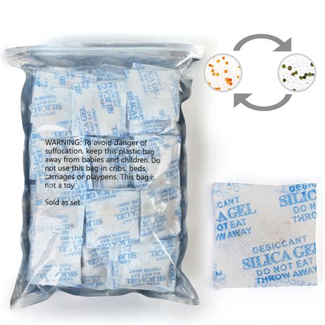 Lotfancy Silica Gel Packets 3gram Indicating Desiccant Moisture