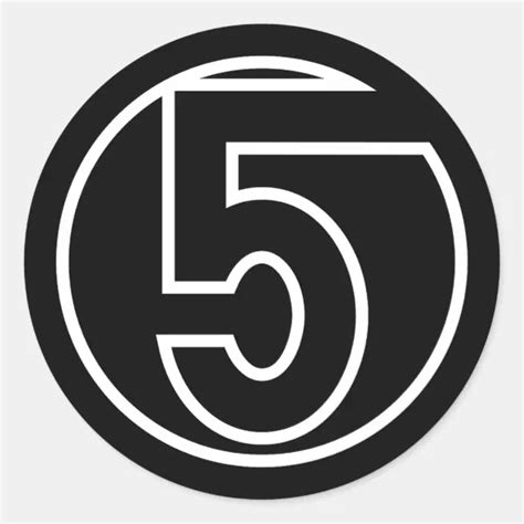 Athletes Number 5 Circle Shape Classic Round Sticker Zazzle