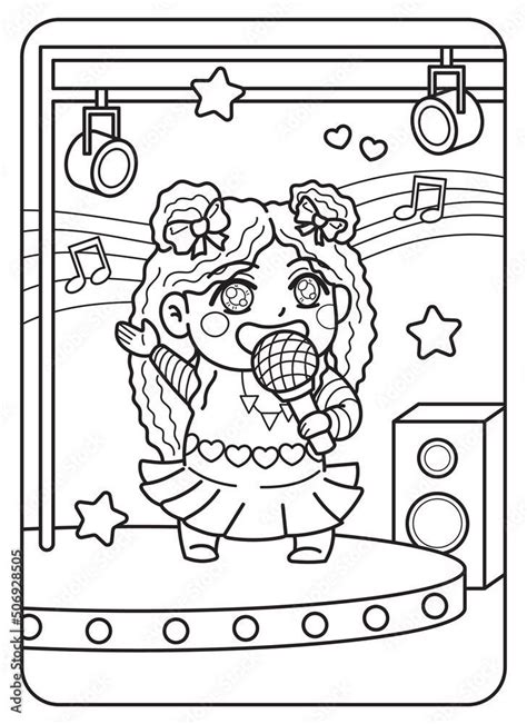 Chibi Girl Sings A Song Into The Microphone