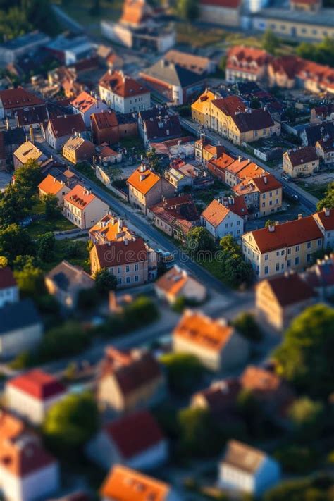 Aerial View Of A Small Town With Many Houses Perfect For Maps Real
