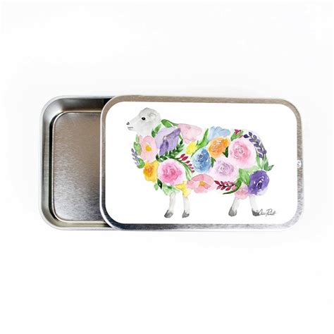 Twice Sheared Sheep Floral Sheep Stitch Marker Storage Tin For Ewe