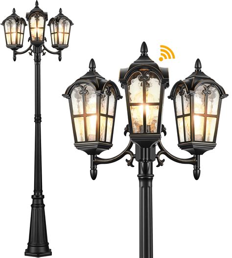 Vianis 3 Head Outdoor Lamp Post Light Fixture Black Outdoor Light Dusk