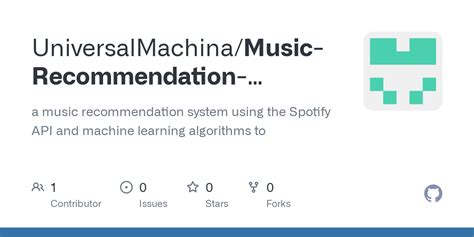 GitHub UniversalMachina Music Recommendation System A Music Recommendation System Using The