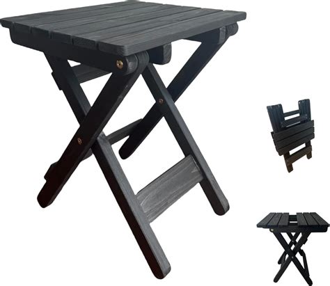 Outdoor Side Table No Assembly Folding Wooden End Table For Outside Or