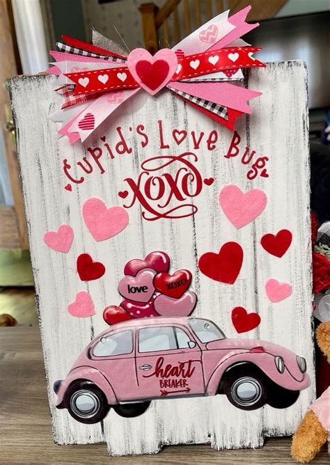 Cupids Love Bug Valentine Wood Crafts Easy Valentine Crafts Diy