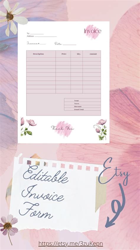 Editable Invoice Invoice Template Invoice Editable Form Etsy In Small Business Design