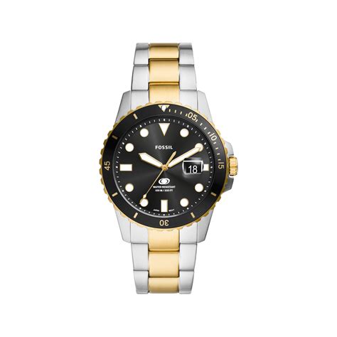 Montre Fossil Fossil Blue Dive Homme Bracelet Acier Inoxydable Bicolore