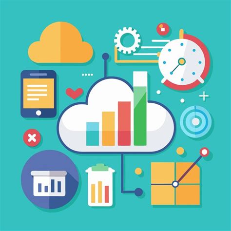 Colorful Cloud Computing Illustration With Charts Gear And Phone