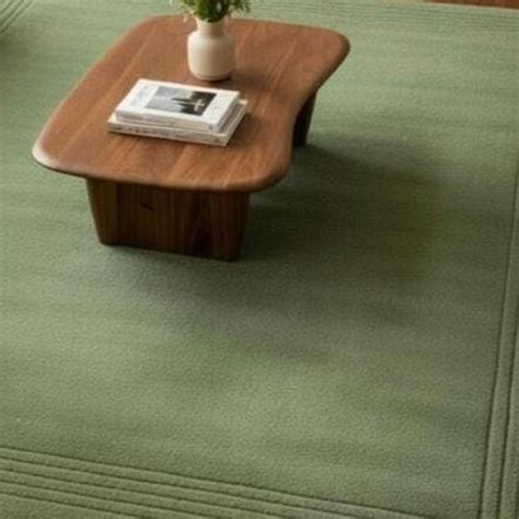 Hand Tufted Olive Green Wool Rug Solid Minimalist Area Rug Neutral