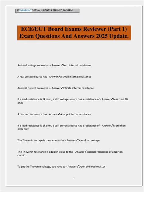 Eceect Board Exams Reviewer Part 1 Exam Questions And Answers 2025