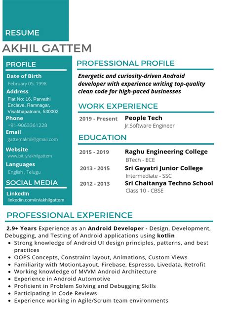 Akhil Gattem Android Developer Cv Pdf Android Operating System