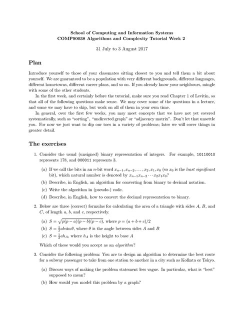 lab2 week2 tutorial exercise school of computing and information
