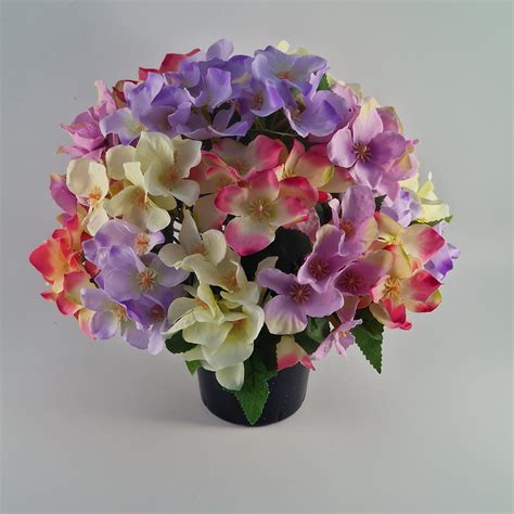 Artificial Flower Arrangement Hydrangea Mix Grave Pot Amor Flowers