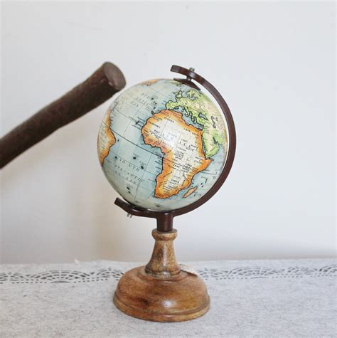 Vintage Small Globe Wooden Globe Earth Globe World Globe Desk Globe School Globe T Idea Etsy