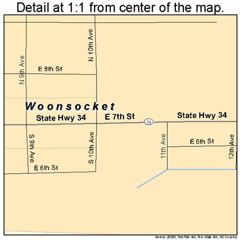 Woonsocket South Dakota Street Map 4672700