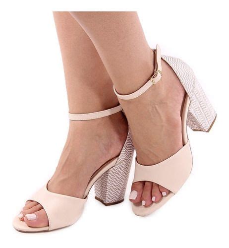 Sapato De Noiva Salto Alto Bloco Confortável Festa Casamento R 74 95 Salto Alto Feminino