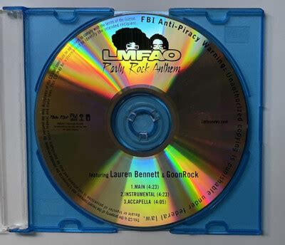 Lmfao Party Rock Anthem 3 Track Promo Cd Main Instrumental Accapella