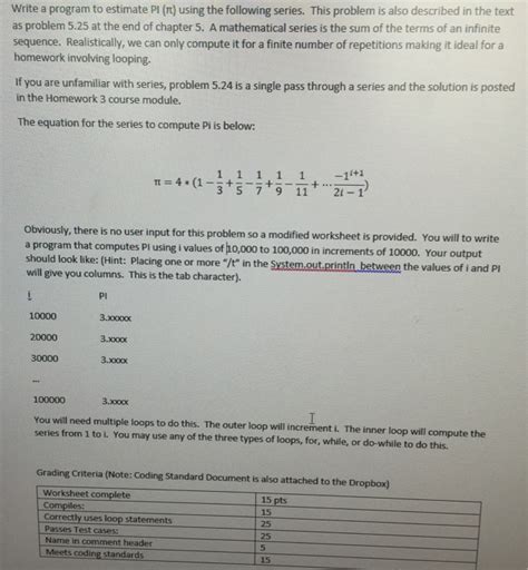 Solved Write A Program To Estimate Pi Pi Using The
