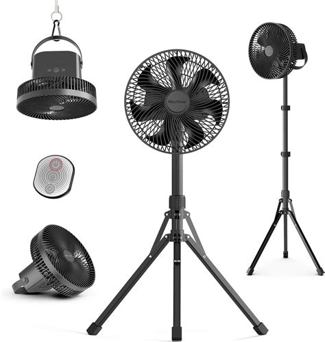 Yokekon Standing Outdoor Fan For Patio 12 Rechargeable