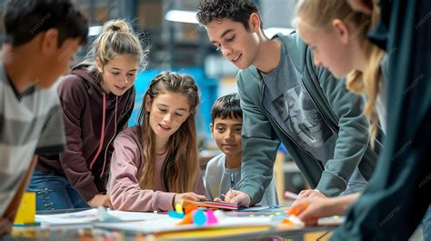 Premium Photo A Group Of Diverse Students Working Together On A