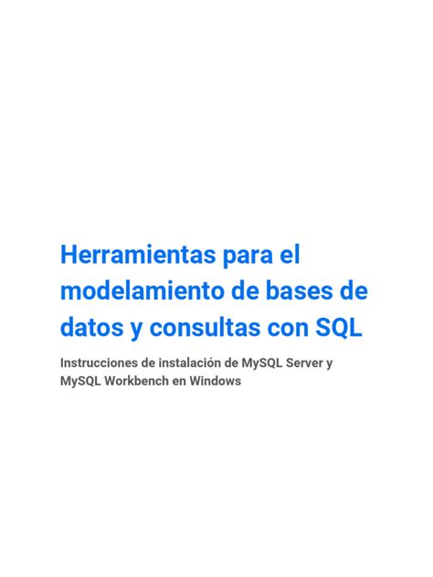 Instalación Sql Server Mysql Workbench Descargar Gratis Pdf Mi Sql Ventana Informática