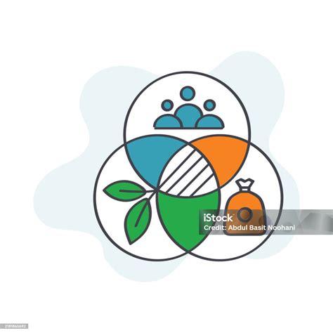 Interconnectedness Icon Overlapping Circles Representing People Economy And Environment