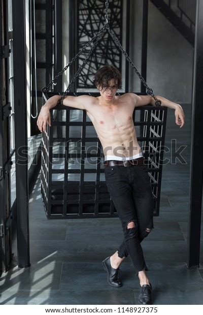 Handsome Shirtless Man Wet Brown Hair Stock Photo Shutterstock