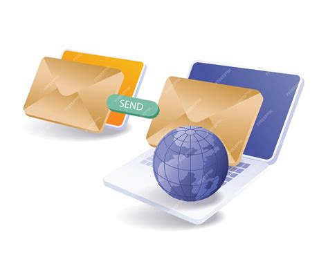 Premium Vector The Process Of Sending Email Between Devices
