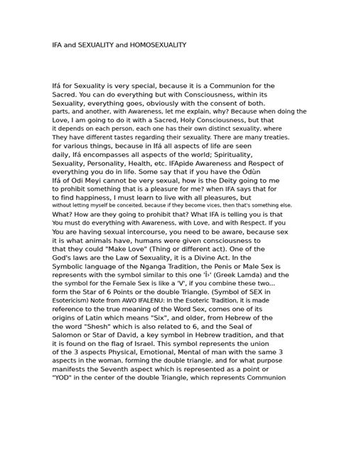 Ifa And Sexuality And Homosexuality Pdf Human Sexuality Semen