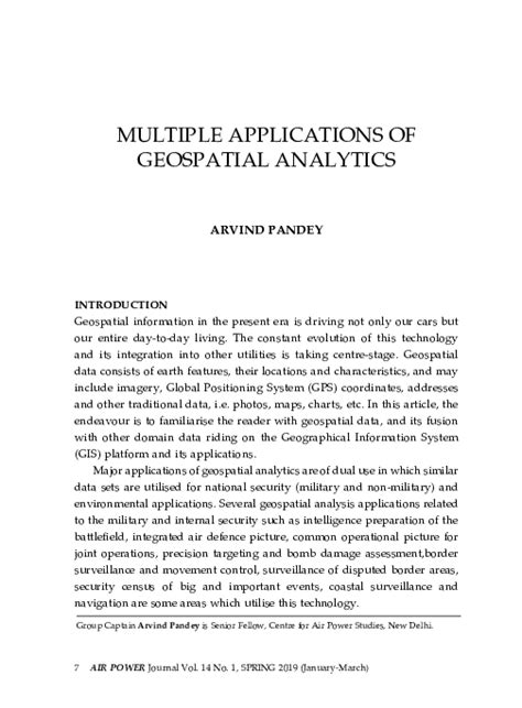 Pdf Multiple Applications Of Geospatial Analytics