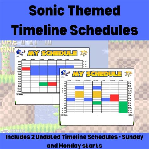 Sonic Timeline Schedule Weekly By Genette Visuals Tpt